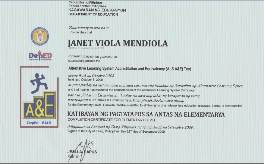 MINDANAO MED PRESS: Philippine Alternative Learning System (ALS) for ...