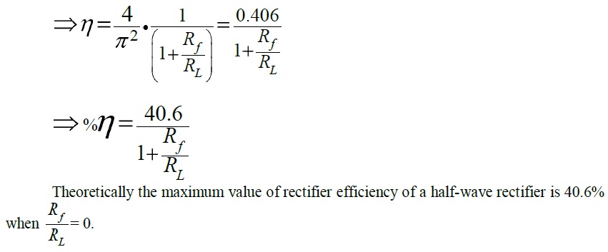 Half-wave rectifier efficiency Derivation Half-wave rectifier efficiency Derivation