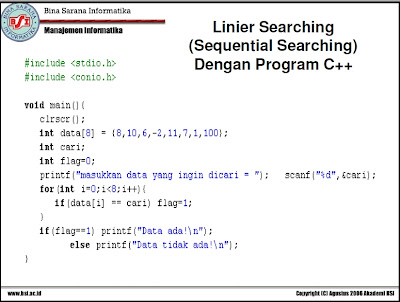 A Drop Of Ink: Contoh Listing Linier Searching dan Binary Searching