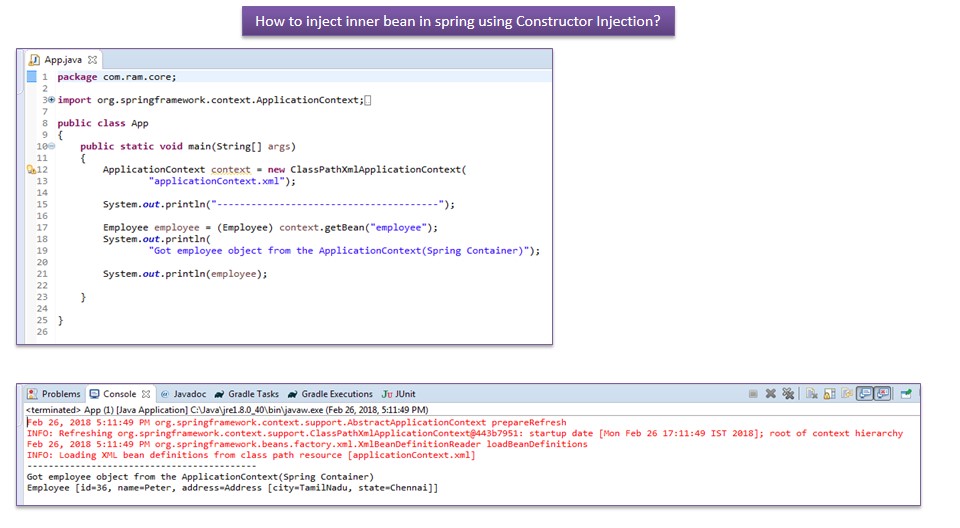 JAVA EE: How to inject the inner bean in spring using Constructor ...