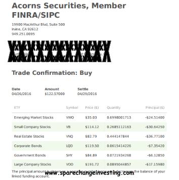 Acorns Trade and Confirmation Statements | Spare Change Investing ...
