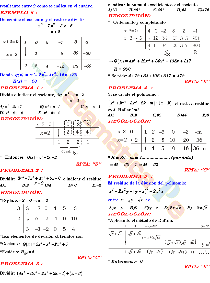 Ruffini Ejercicio Resuelto Dividir Polinomios Por El Método De My Xxx
