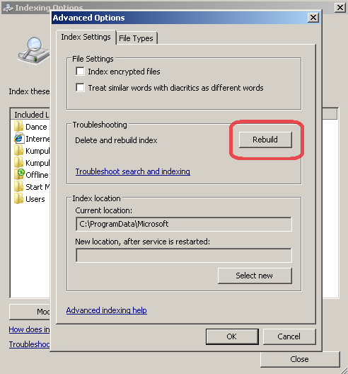 How to Rebuild Search Index in Windows 7 and Windows 8