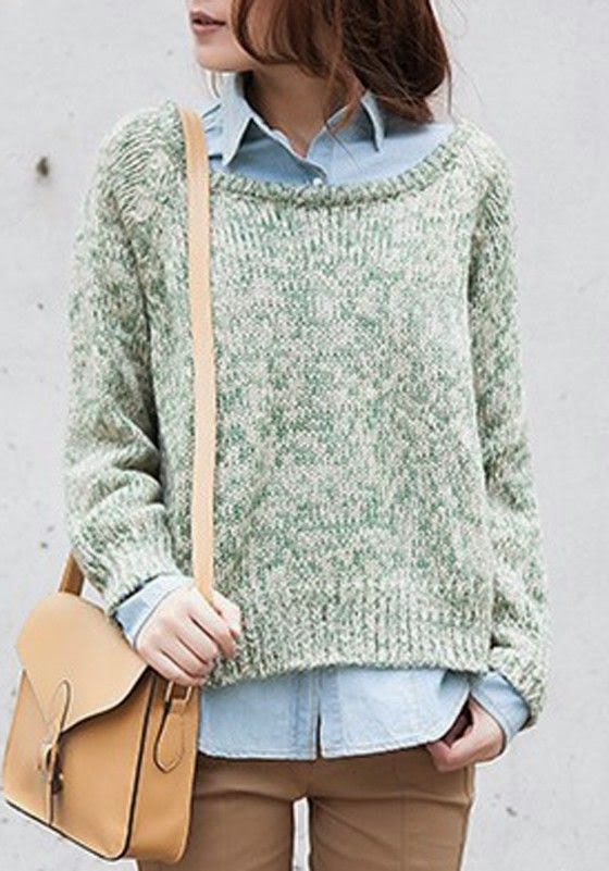 Green Plain Loose Irregular Thick Wool Blend Sweater - Fashion Trends ...