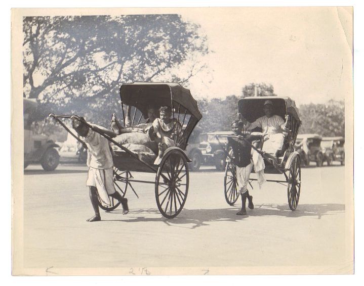 Native Hand Pulling Rickshaws in Calcutta (Kolkata) India - Old Indian ...