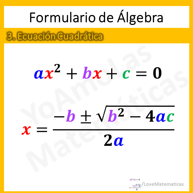 Amantes de las Matemáticas: Formulario de Álgebra