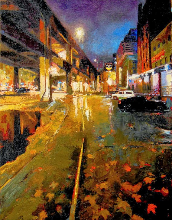 in plein air: "Last Stand" Seattle City oil painting by Robin Weiss