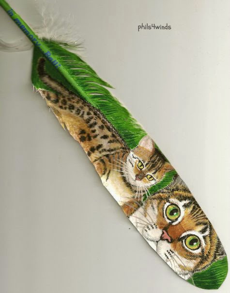 Phils4winds; paintings on Wood and Slate : Painted FEATHERS...