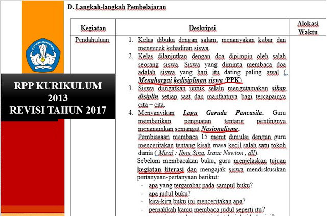 Contoh RPP Kurikulum 2013 Format Terbaru Tahun Ajar 2017/2018 - Biologizone
