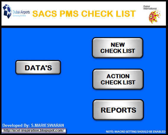 Excel Inspiration: PMS CHECK LIST