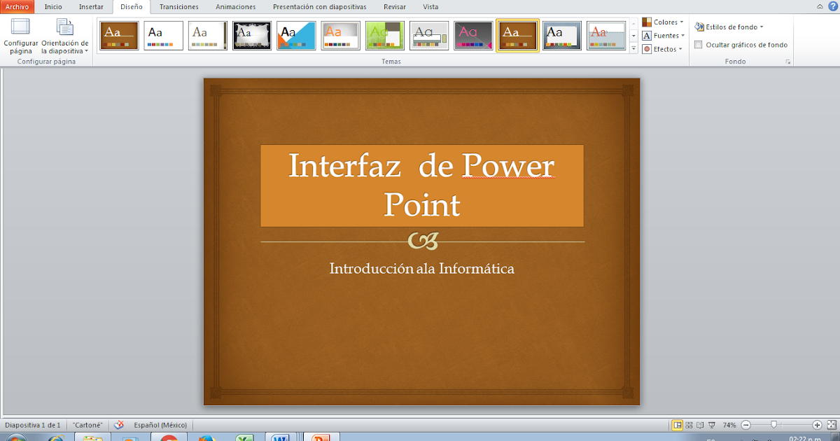 Introducción a la Informática: Interfaz de Power Point