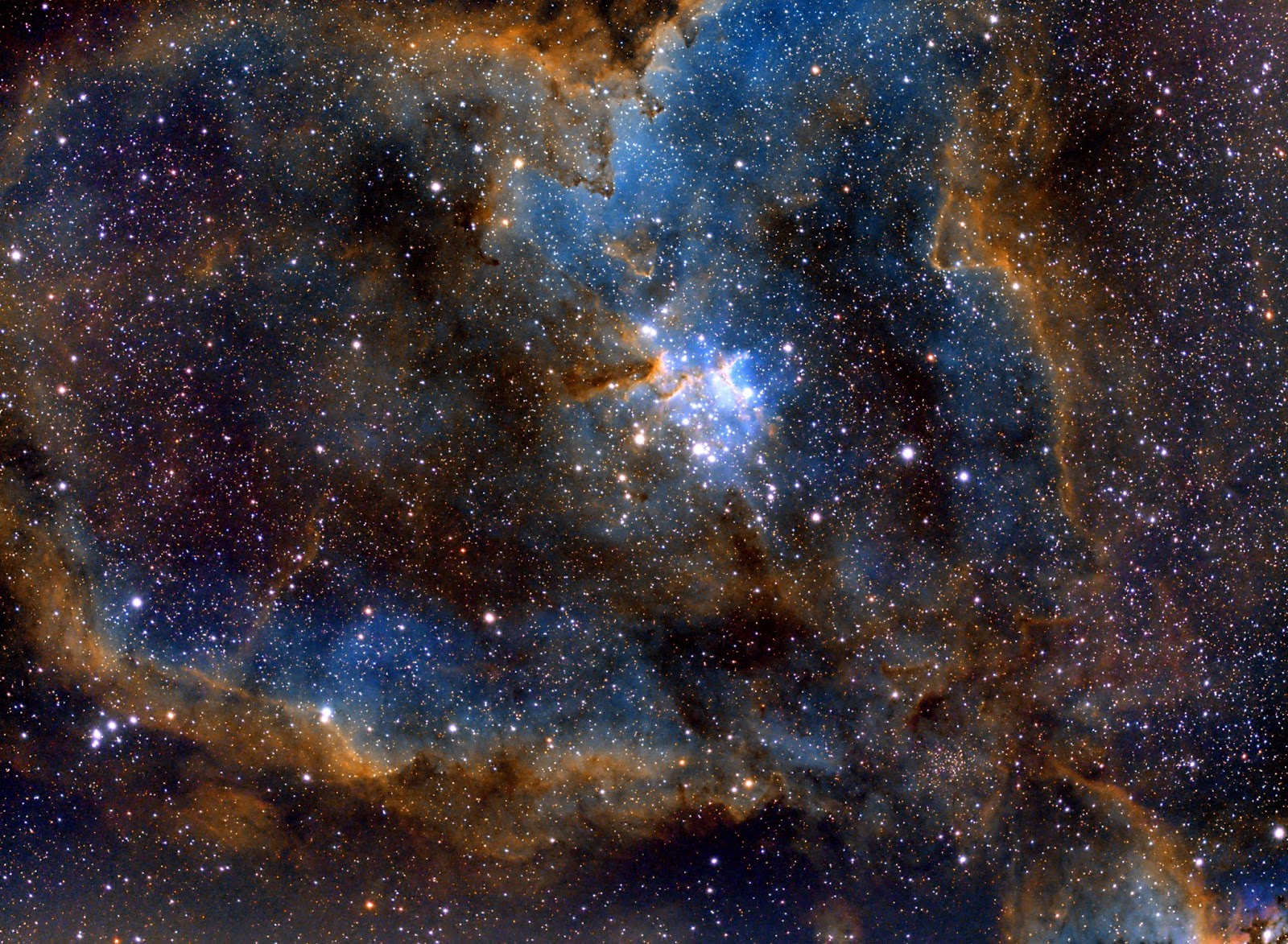 Sky and Rockets: Heart Nebula in the Hubble Palette