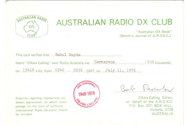 DXing - My individual style: QSL FROM RADIO & DX CLUBS