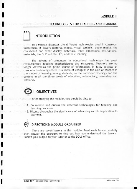 DMMMSU-OUS ED TECH 1: Module III - Technologies for Teaching and Learning