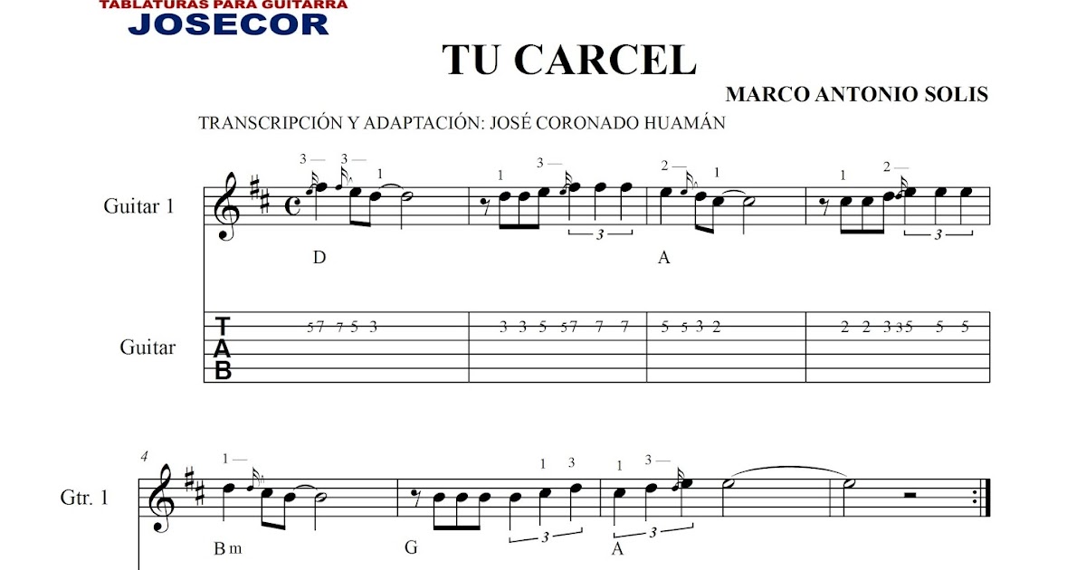 MÚSICA Y PARTITURAS JOSECOR: TU CARCEL (Enanitos Verdes)