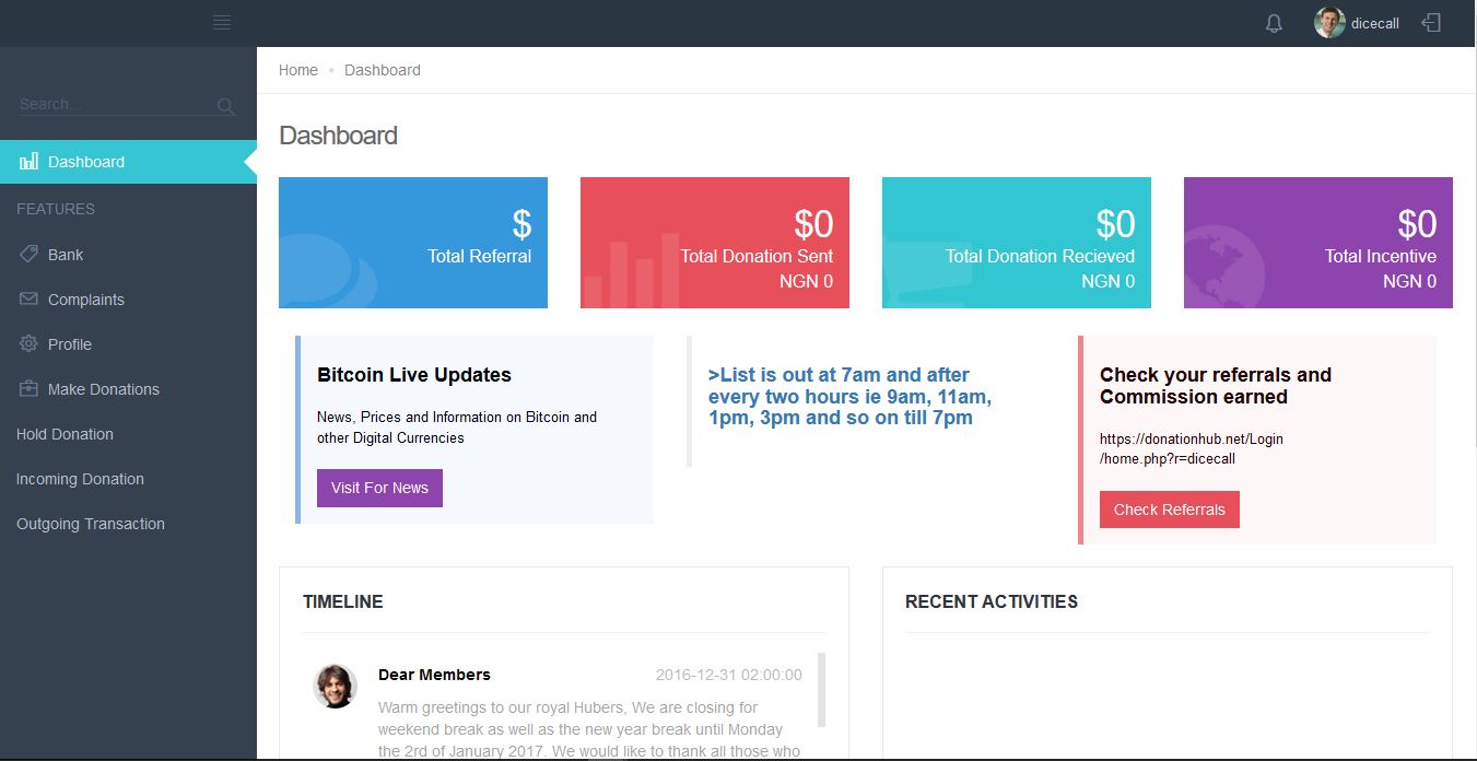 Donation Hub Member Login on www.donationhub.net - Connectivity