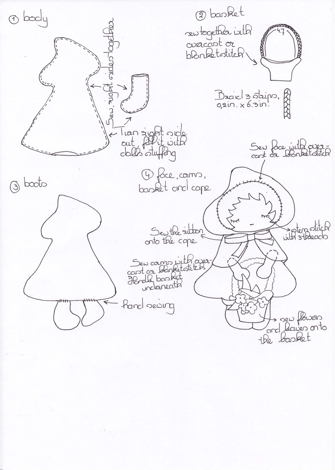 Pattern of little red riding hood