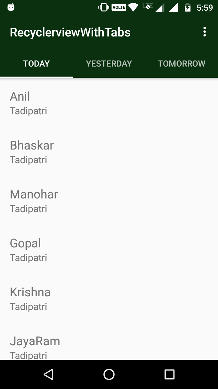 Anilandroid Recyclerview With Tabs Using Viewpager Example Android