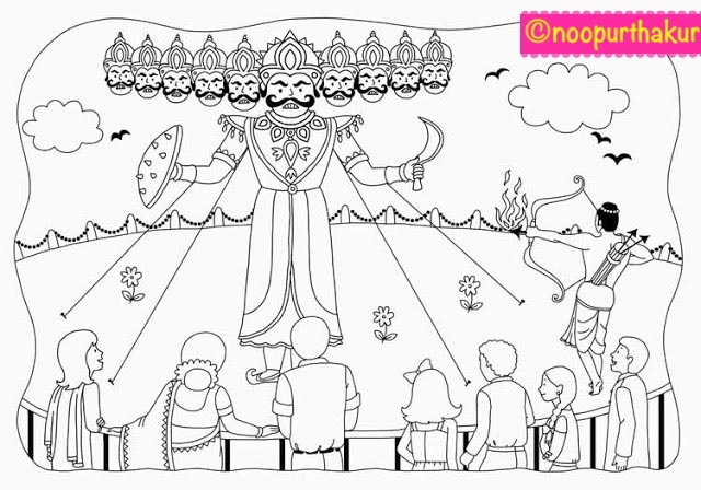 YellowDoodle: Colouring Page-Dussehra Festival