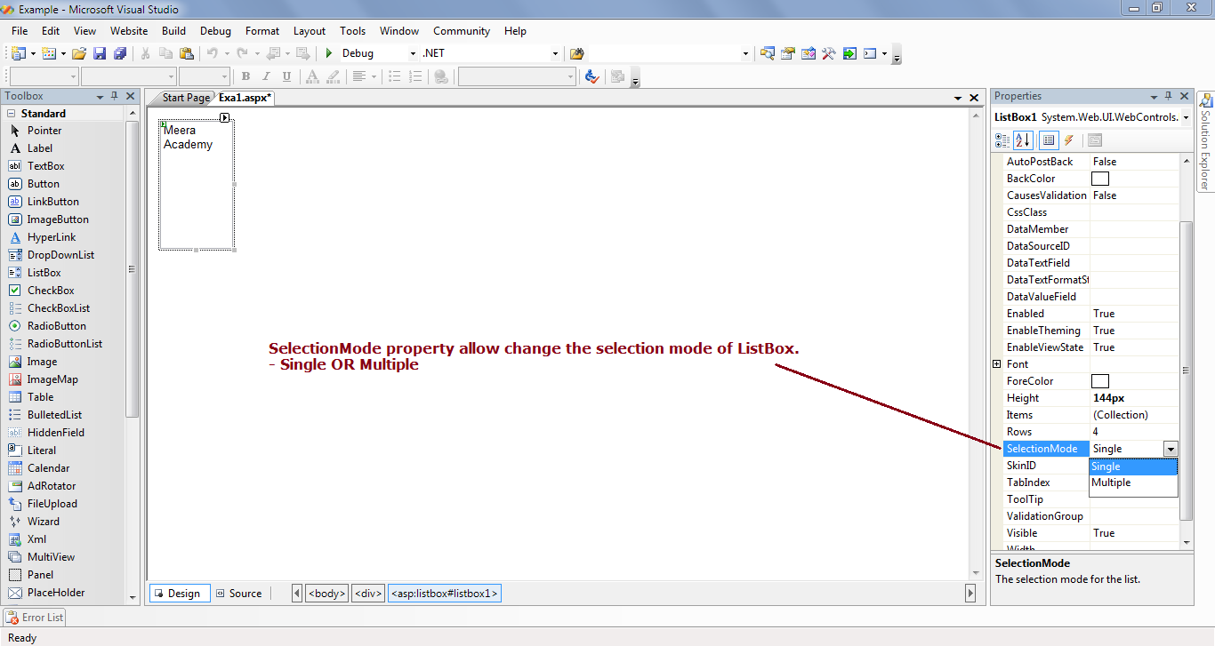 Listbox Control In Aspnet Meera Academy