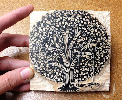 Tugboat Printshop: "TREE SWING" WOODBLOCK PRINT