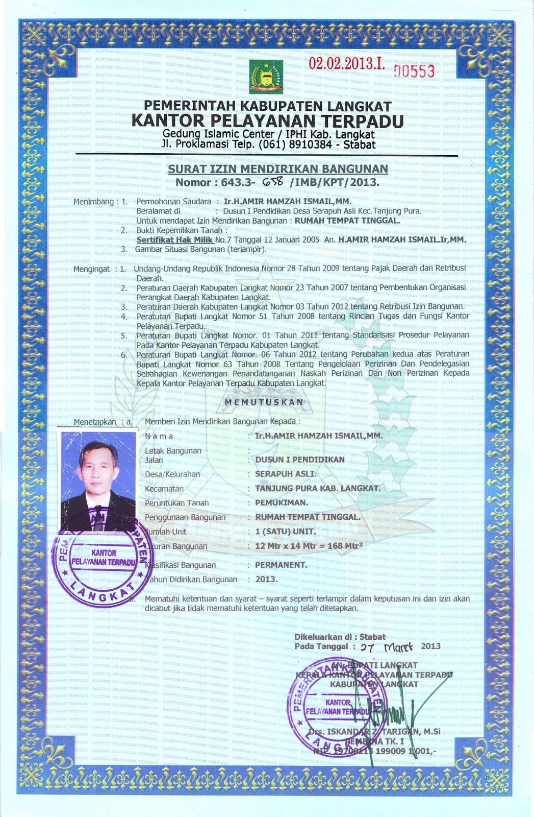 Perumahan MELAYU INDAH PERMAI Residence: Izin Mendirikan Bangunan (IMB)