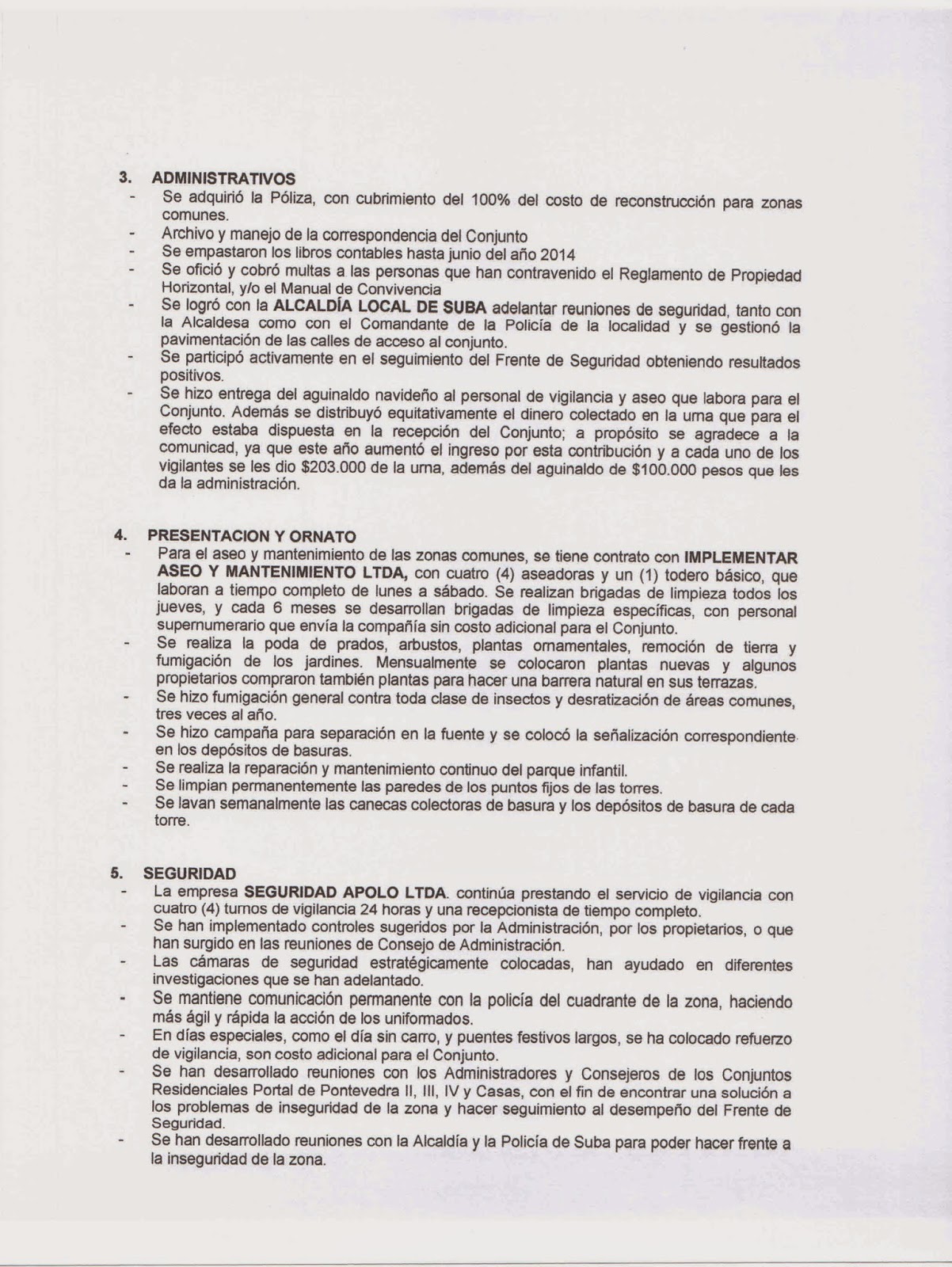 Portal De Pontevedra I Propiedad Horizontal Informe De Gestión