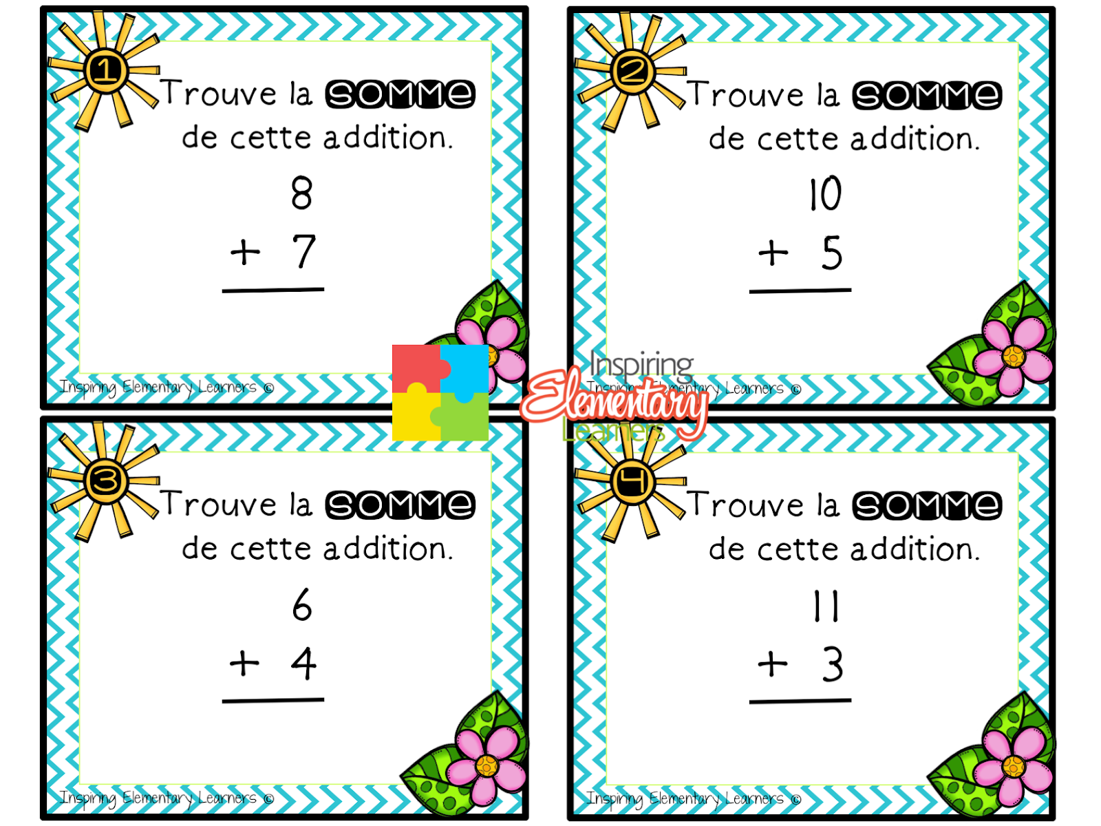 Ressources en français: Addition - des sommes allant jusqu'à 20