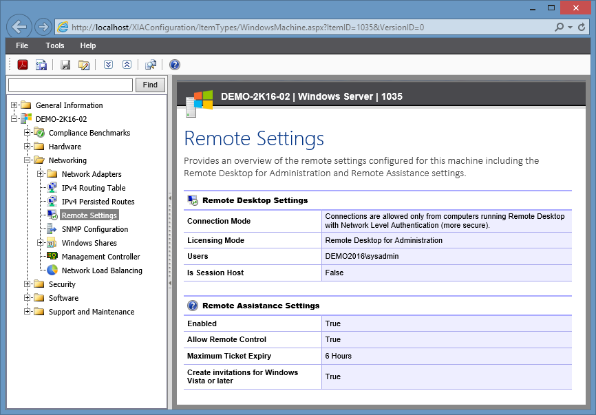 Document Remote Desktop and Remote Assistance Settings