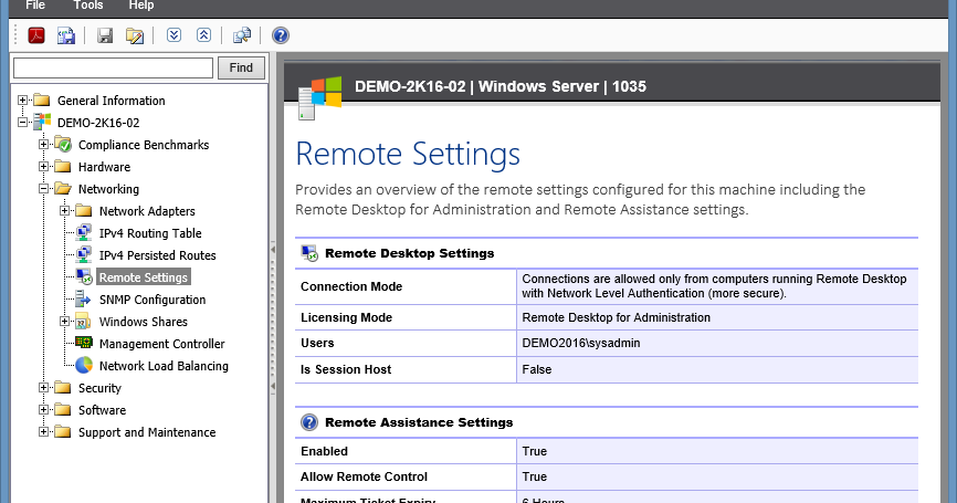 Document Remote Desktop and Remote Assistance Settings