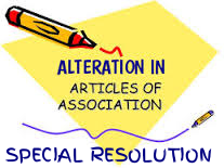 Draft Special Resolution for Alteration of Articles