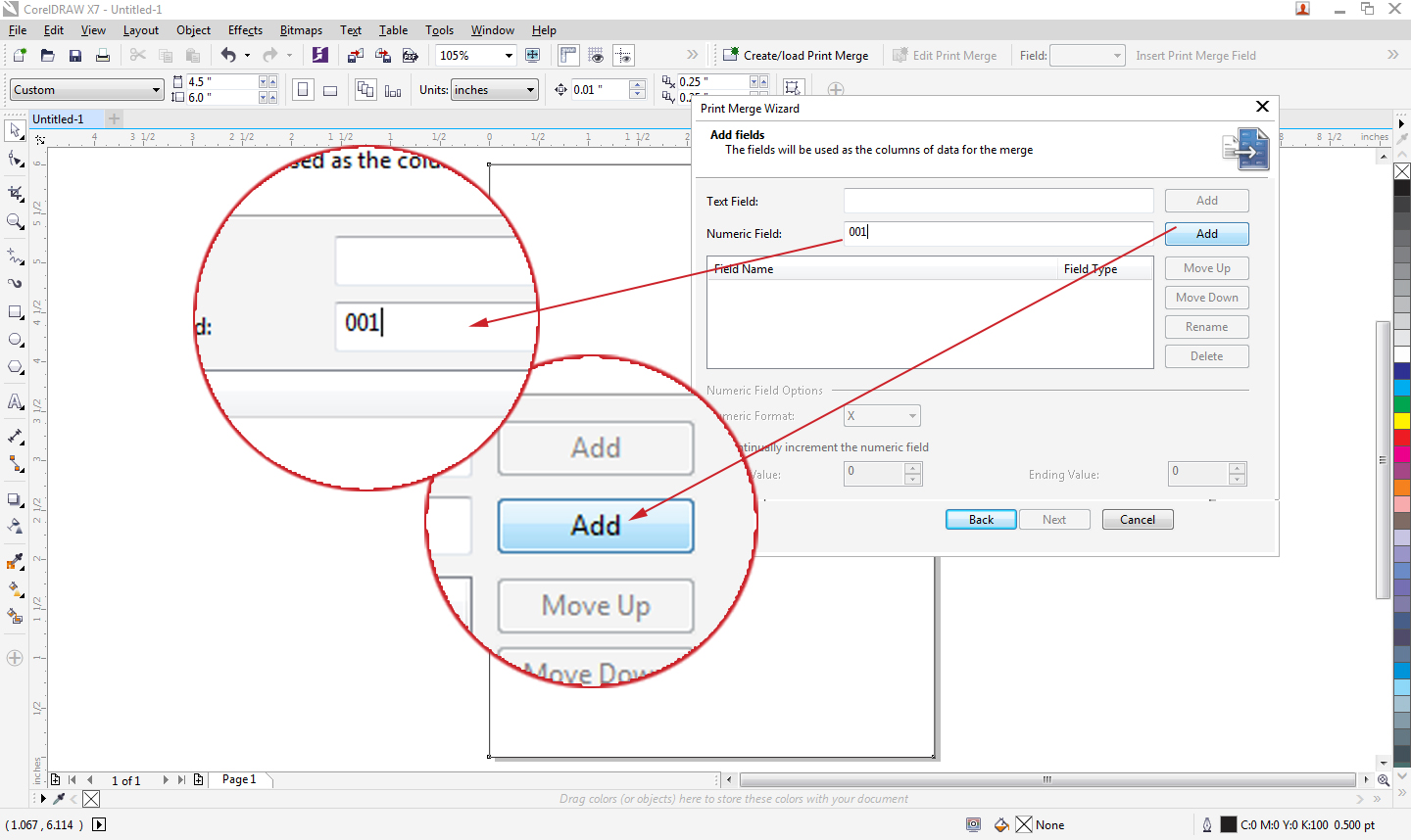 CorelDraw Tutorial: Sequential numbers using Print Merge in CorelDraw
