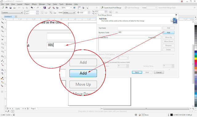 CorelDraw Tutorial: Sequential numbers using Print Merge in CorelDraw