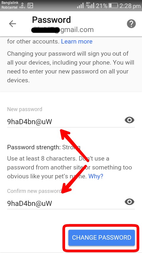 How To Change GMail Password On Android Phone - RoidOk