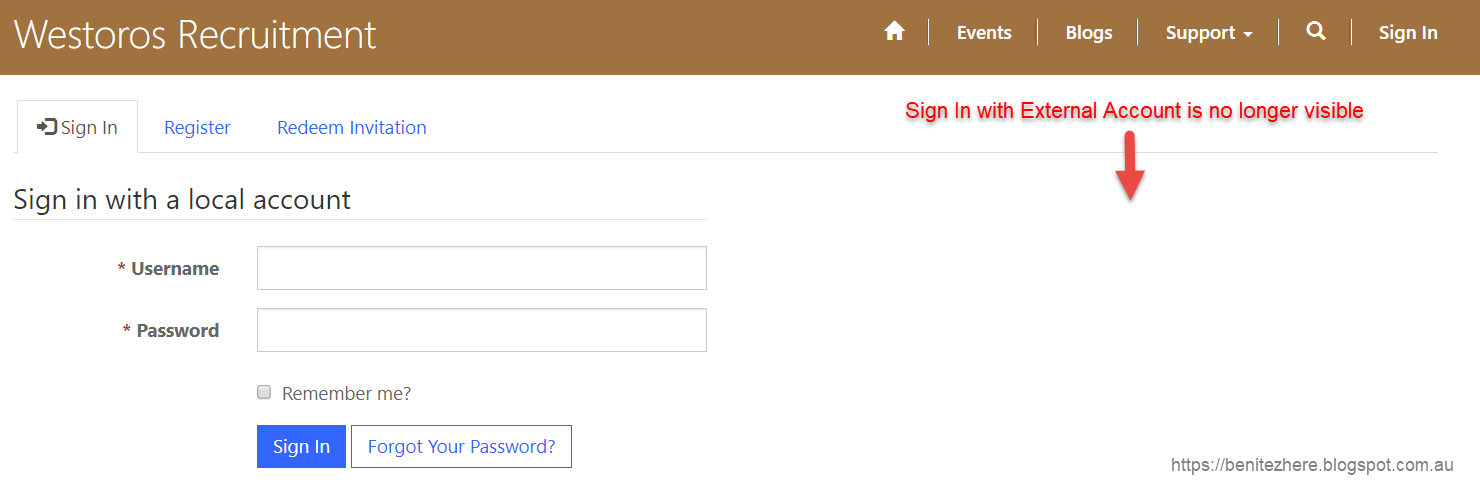 Hiding the Sign In with External Account option for users in Dynamics ...