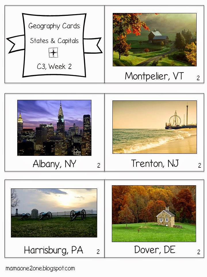 One2one: Cycle 3 Geography Cards -- States and Capitals