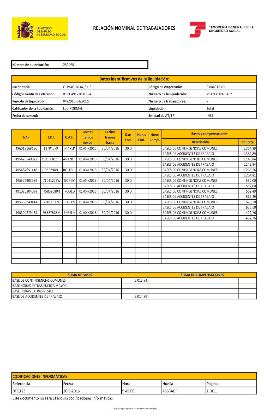 Relación Nominal de Trabajadores (Antiguo TC2)