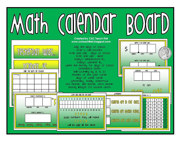 Clip Art by Carrie Teaching First: Math Calendar Packet