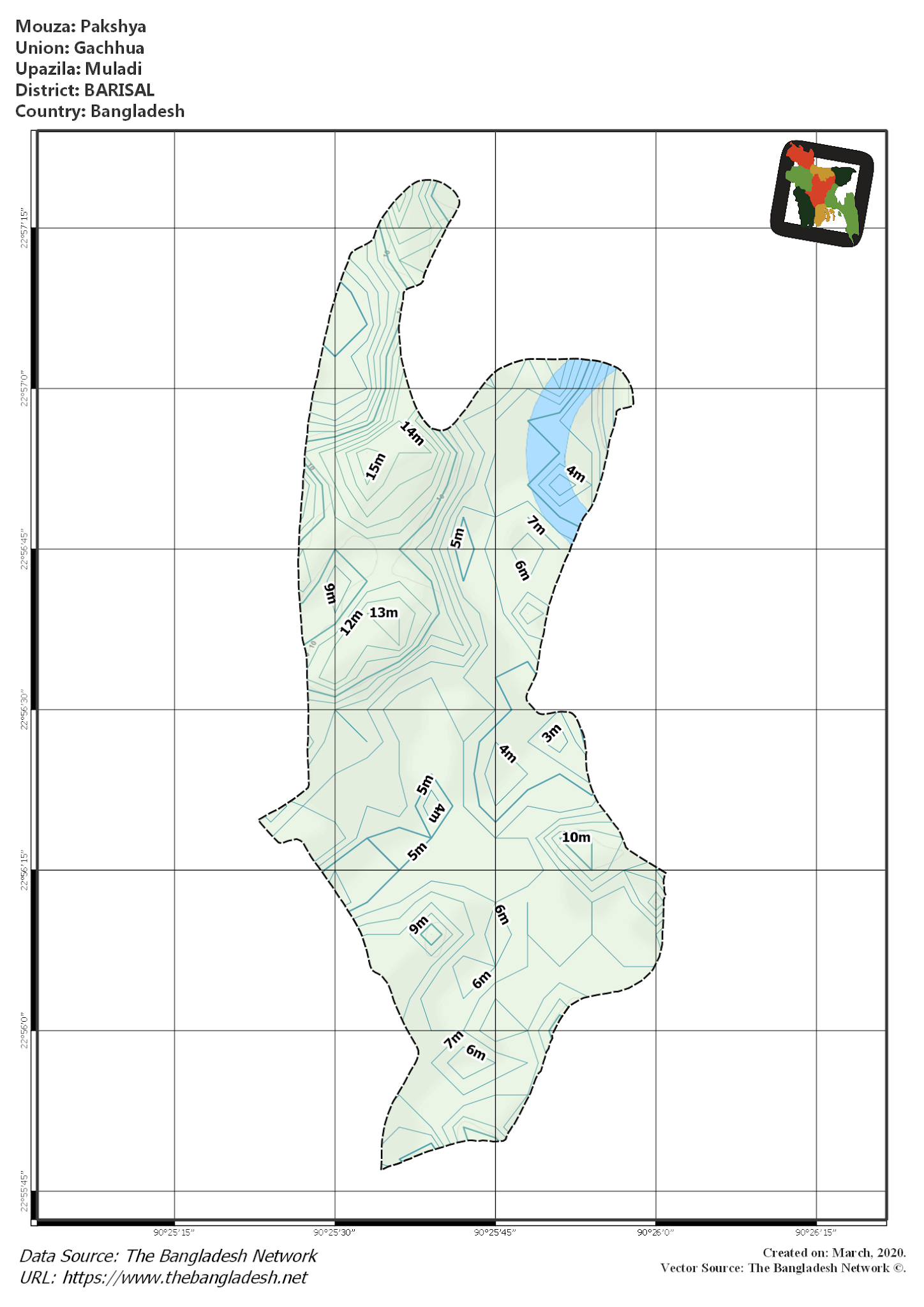 Map of Pakshya Mouza, Muladi, Barisal