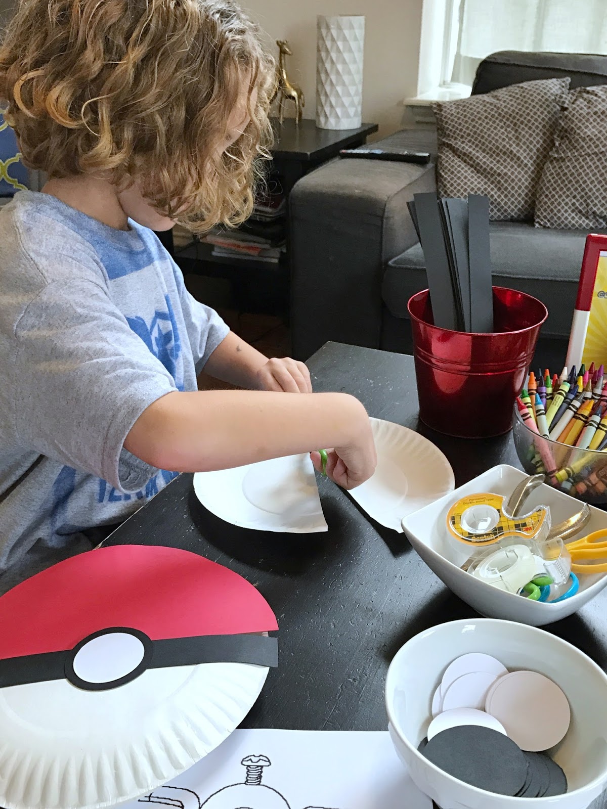 Pokemon Kid's Craft: DIY Paper Plate Poke Ball - Fab Everyday