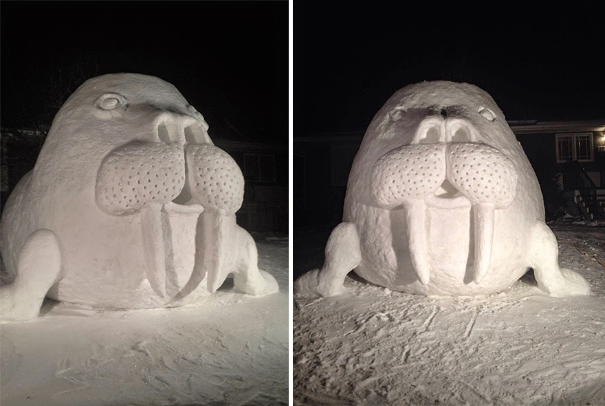 Every Year, These 3 Brothers Make A Giant Snow Sculpture In Their Front ...
