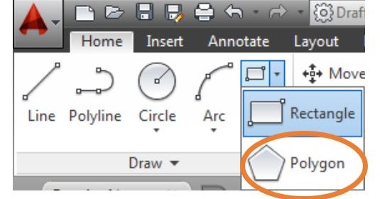 cara membuat POLYGON dalam Autocad 2014