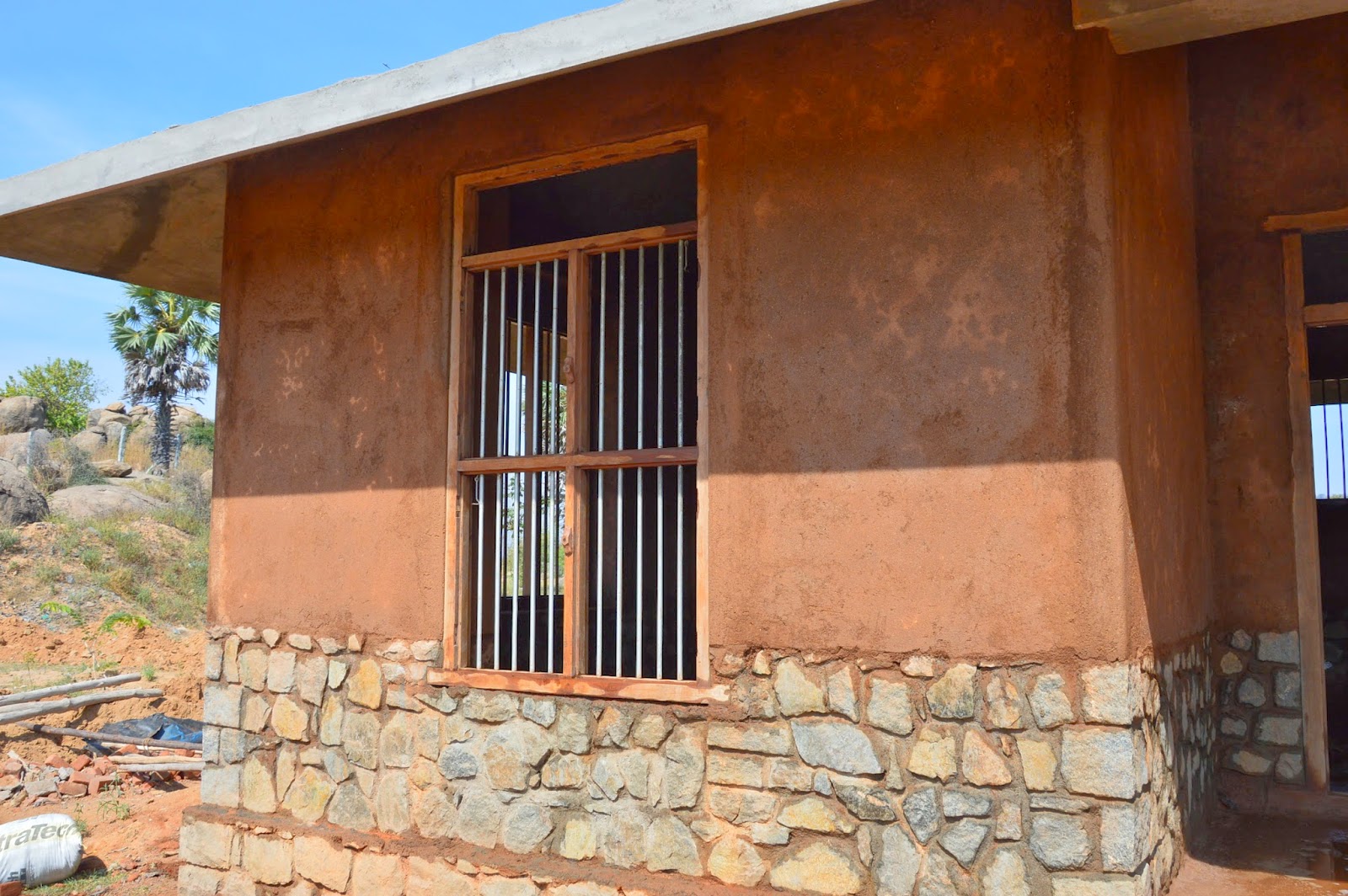 GREENLAND ASHRAM: Starting of mud plastering