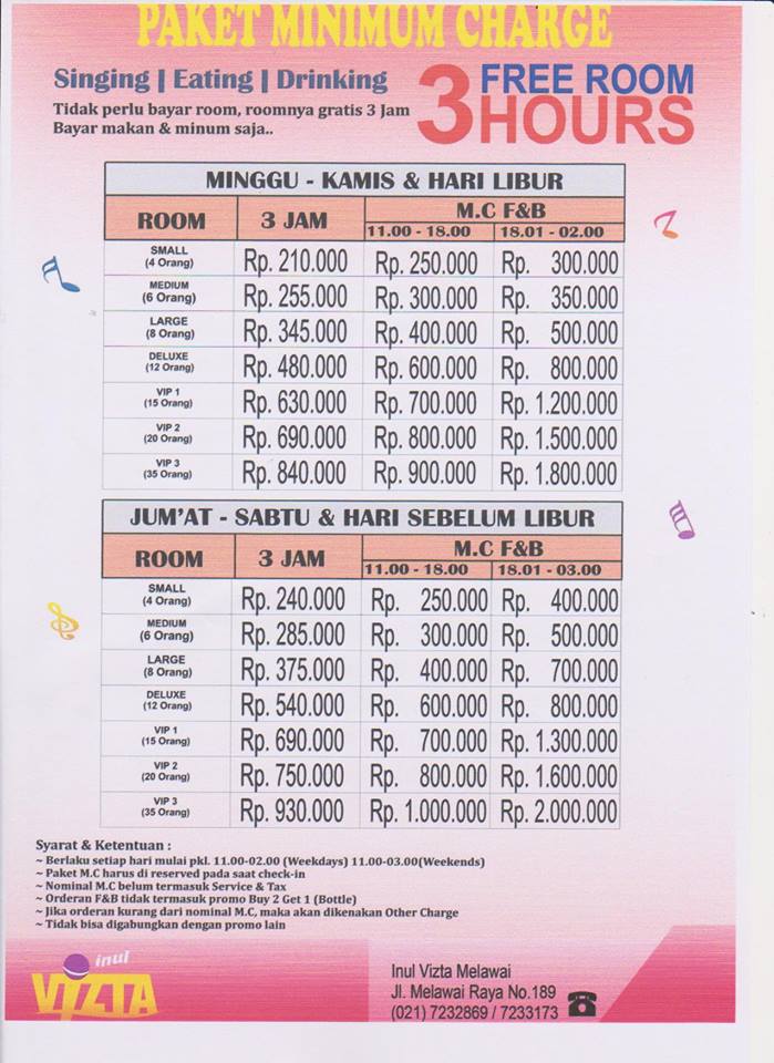 Promo Paket Minimum Charge Inul Vizta Melawai Blok M - Inul Vizta ...
