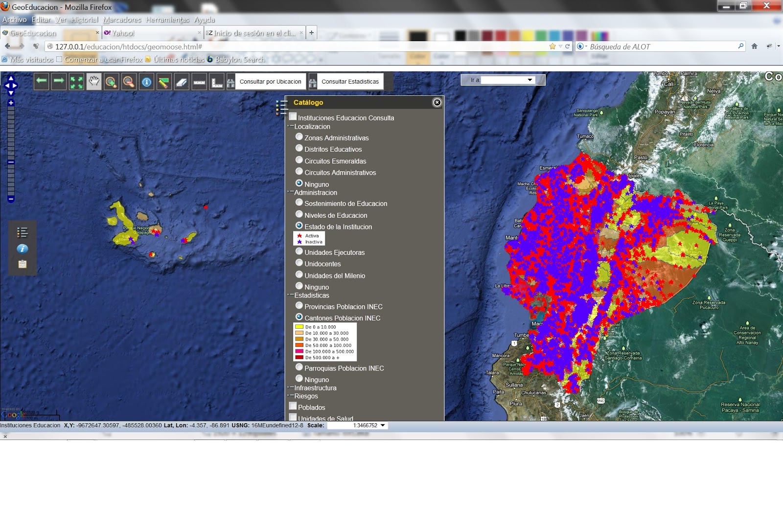 Geoportales en el Ecuador: Geoportal del Ministerio de Educación GIS_WEB