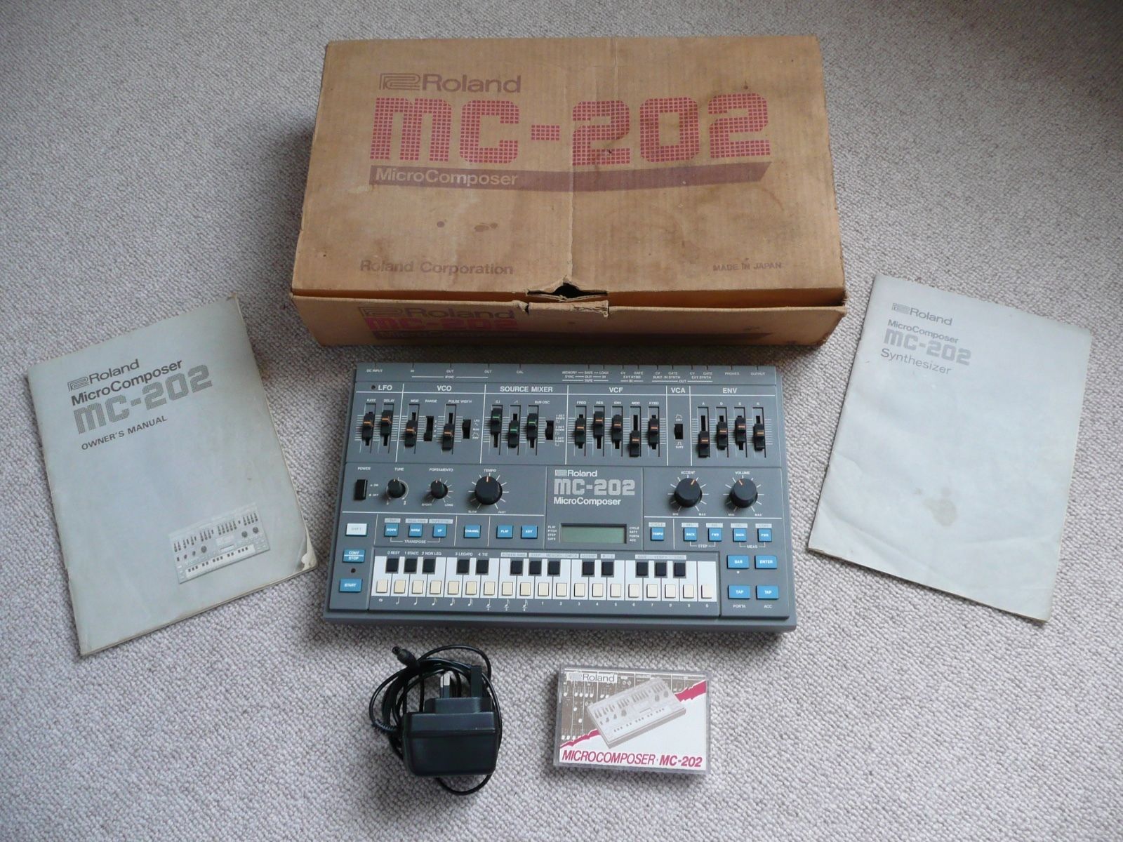 MATRIXSYNTH: ROLAND MC202 with Original Box, Manual & Cassette SN 303000