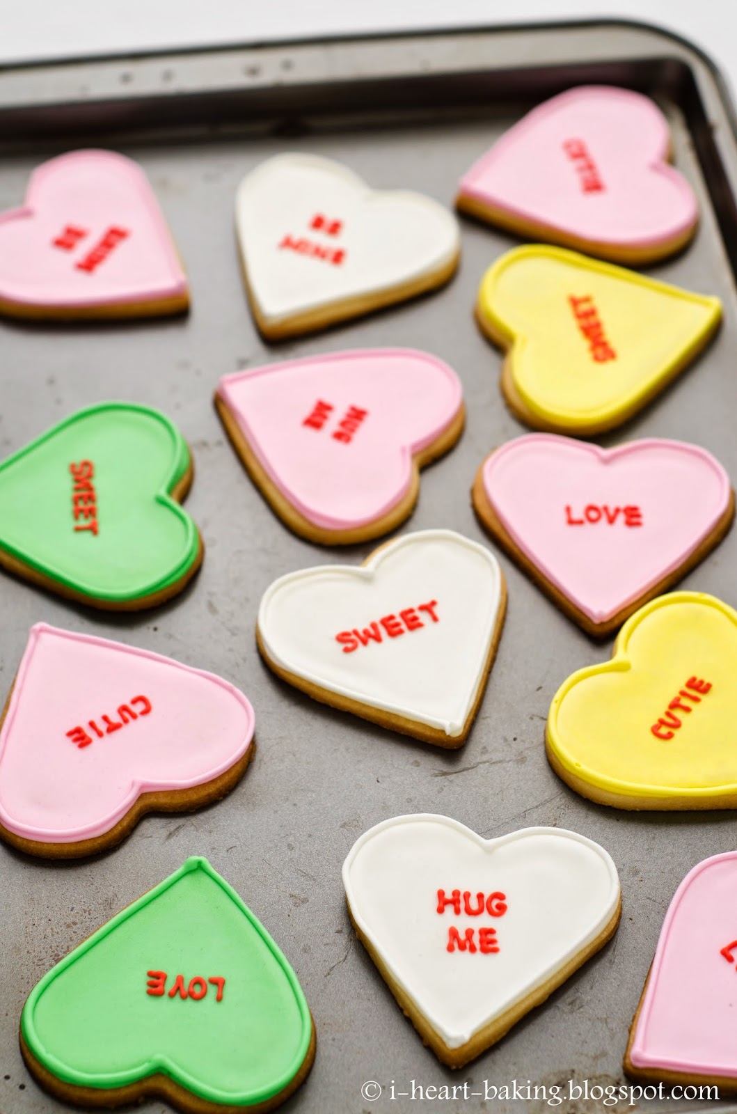 i heart baking!: valentine's conversation heart cookies