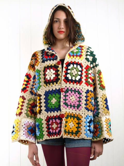 Casacos de squares coloridos em crochê - Croche da Anjinha