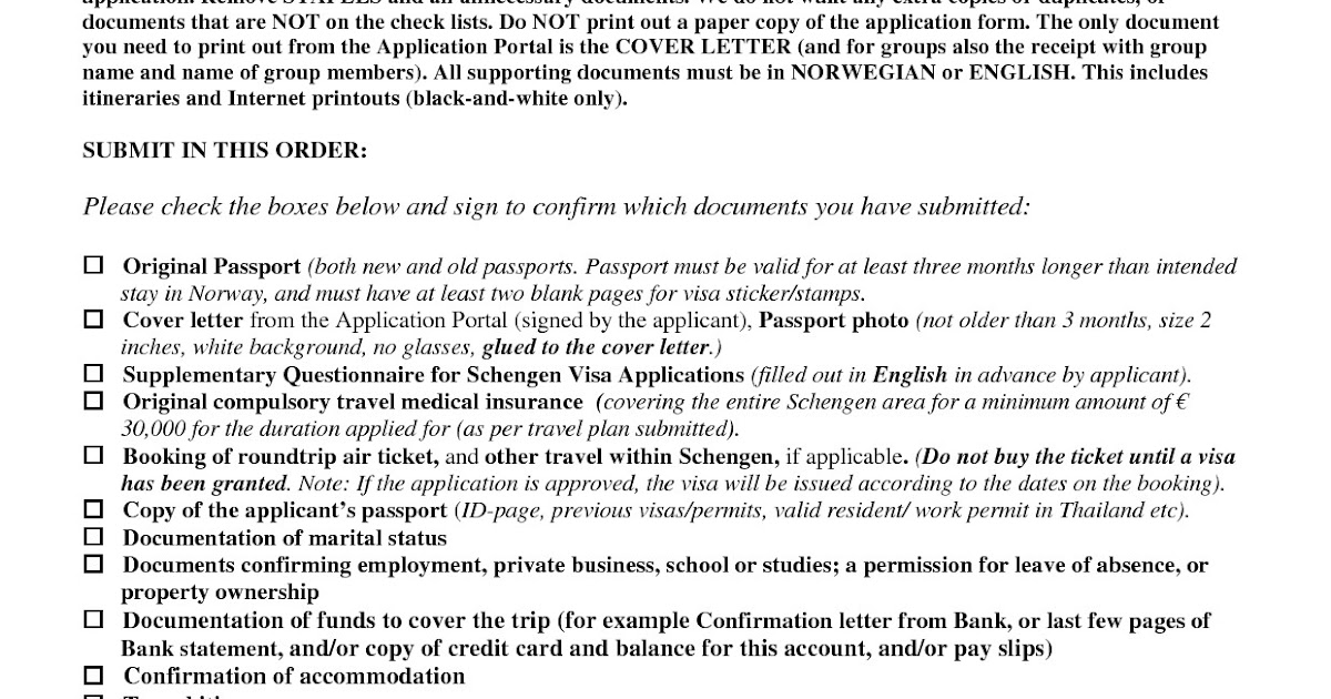 Checklist visa ท่องเที่ยว