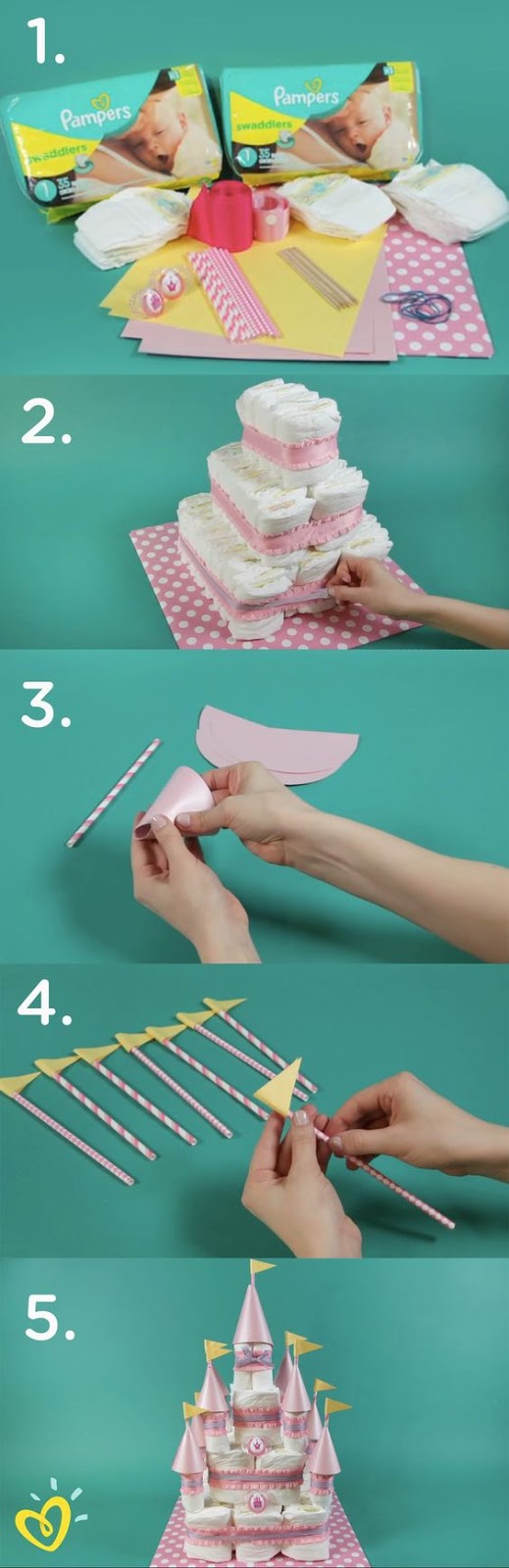 Ideas de cómo hacer un castillo de pañales para baby shower ...